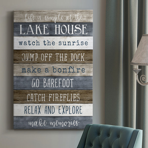 Trinx Simple Lake Rules Premium Gallery Wrapped Canvas - Ready To Hang | Wayfair